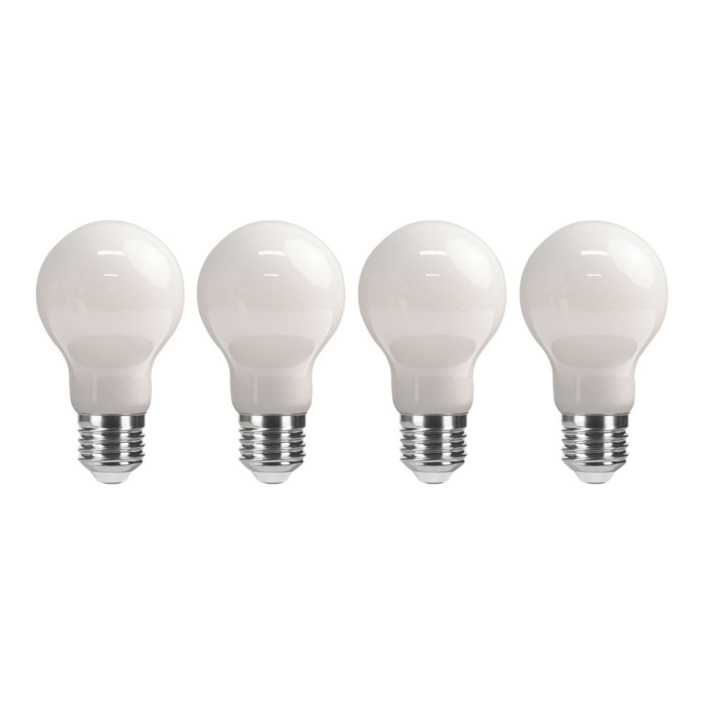 LAP E27 A60 LED Light Bulb Milky 806lm 4.9W 4 Pack - Screwfix