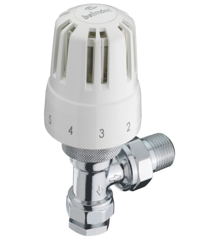 Pegler 15mm x 1/2" Chrome Angled Standard Thermostatic Radiator Valve ...