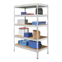 Essentials 5-Tier Metal Garage Shelving Unit 1200mm x 600mm x 1800mm ...