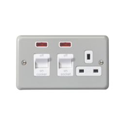 MK Contoura 45A 2-Gang DP Cooker Switch & 13A DP Switched Socket Grey ...