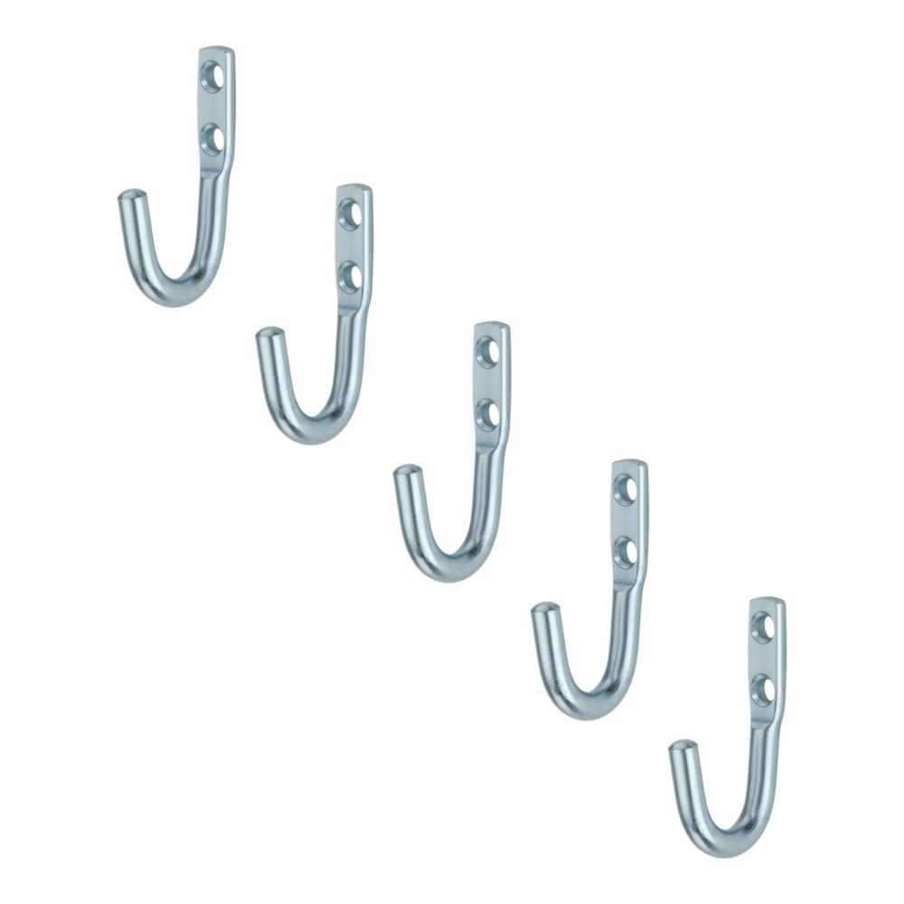 Essentials Single Hooks Zinc Plated 40mm 5 Pack - Screwfix