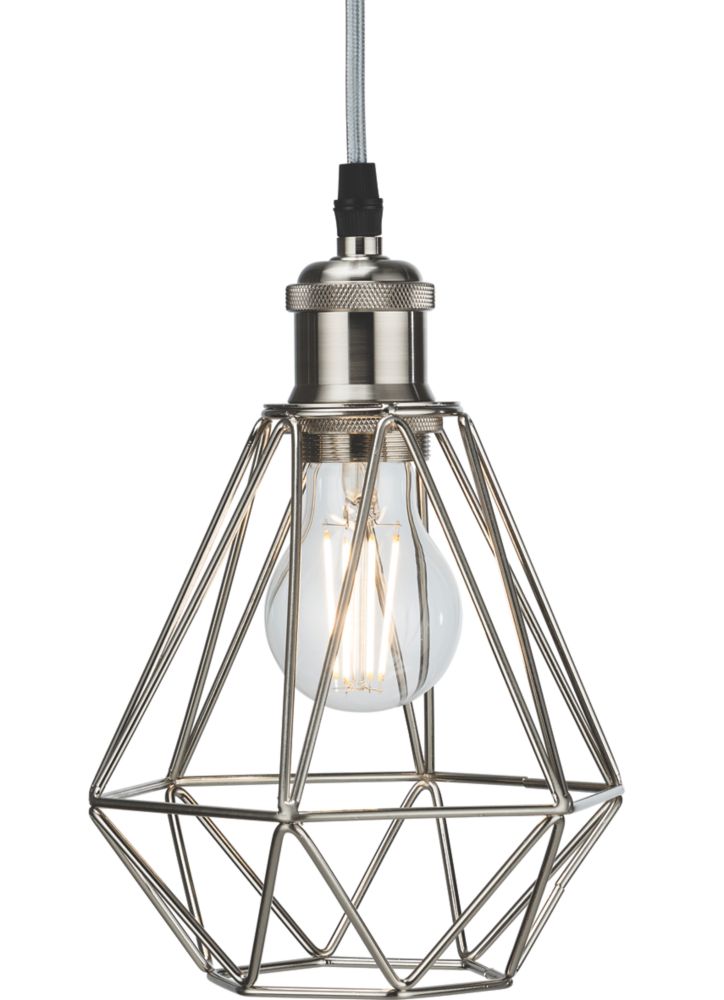 Knightsbridge Brushed Chrome Steel Diamond-Shaped Pendant Cage - Screwfix