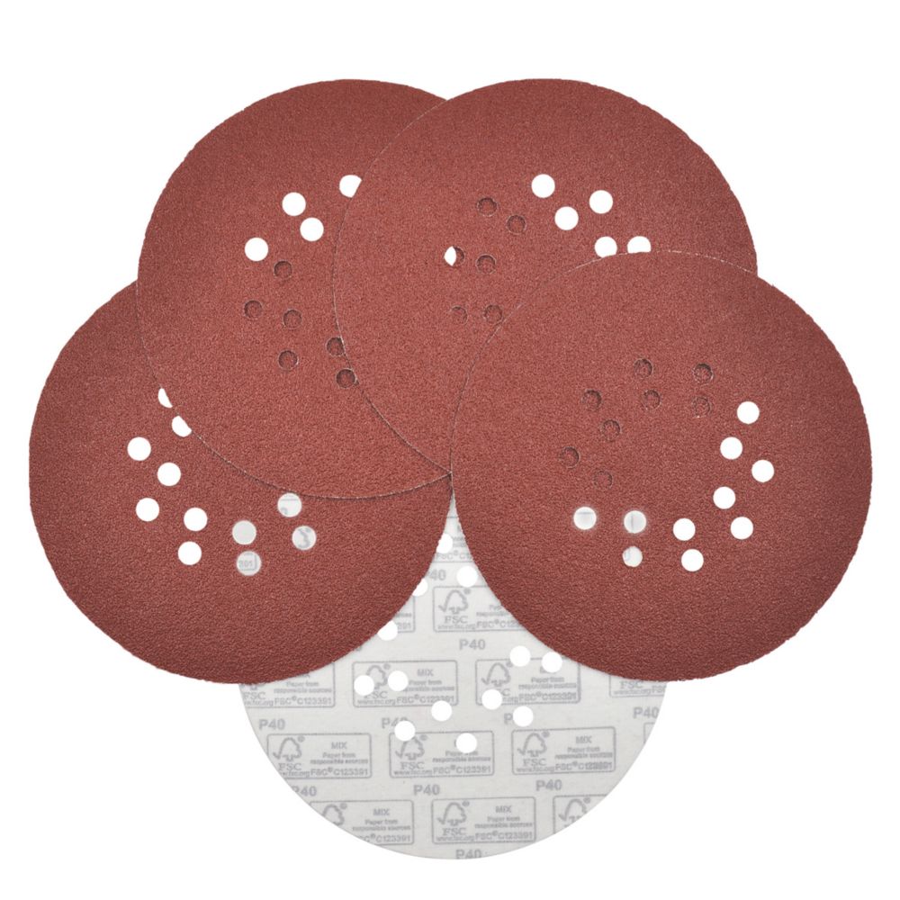 Titan 40 Grit 18-Hole Punched Multi-Material Sanding Discs 225mm 5 Pack ...