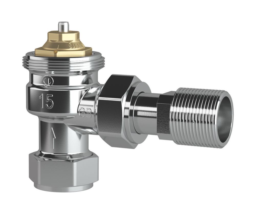 Drayton 15mm x 1/2" Chrome Angled Thermostatic Radiator Valve Body ...