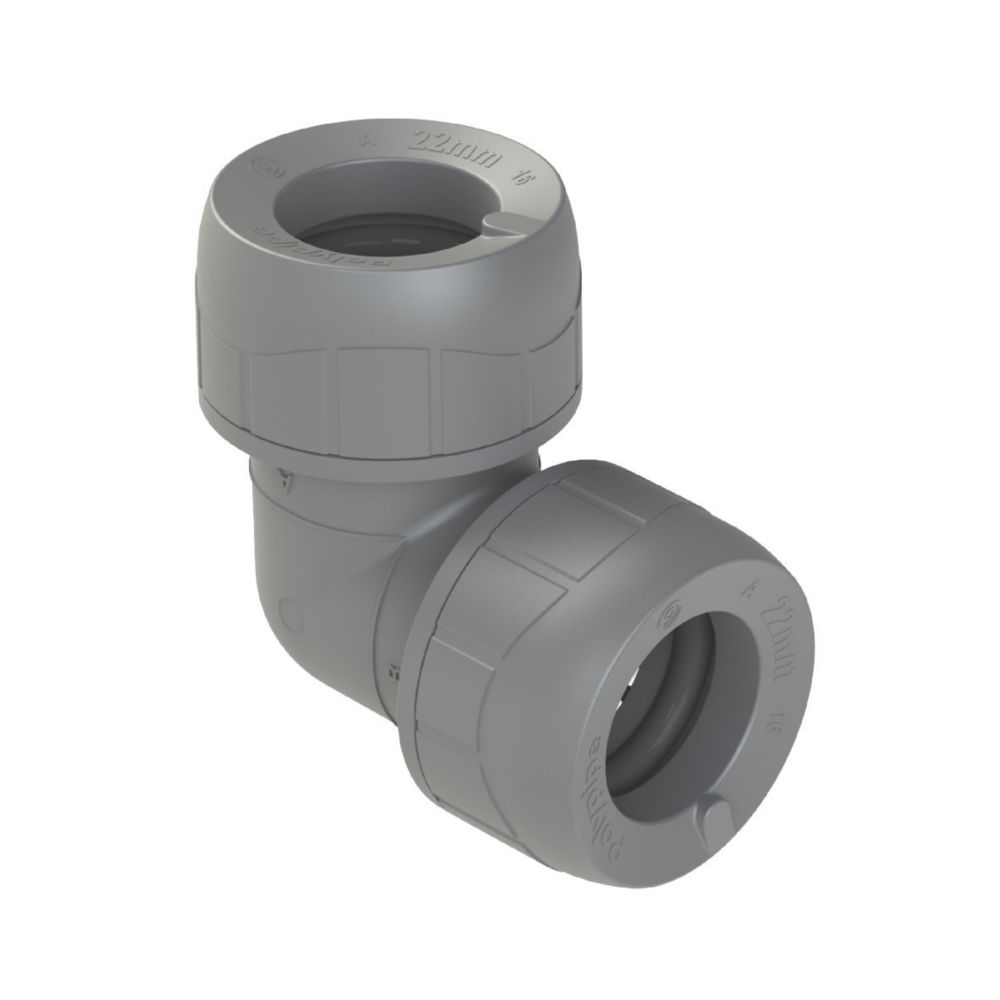 PolyPlumb Enhanced Plastic Push-Fit Equal 90° Elbow 22mm - Screwfix
