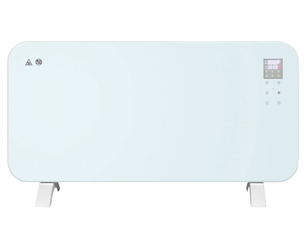 TCP 2kW Electric Portable or Wall-Mounted Glass Panel Heater White ...