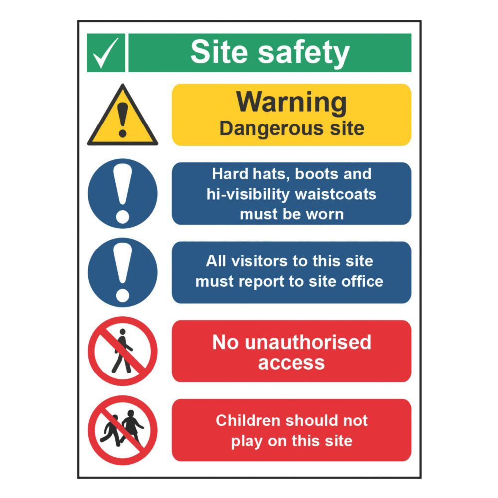 Essentials "Site Safety" Sign 400mm x 300mm - Screwfix