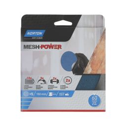 Norton 60 Grit Mesh Wood, Plaster, Plasterboard & Paint Sanding Discs ...
