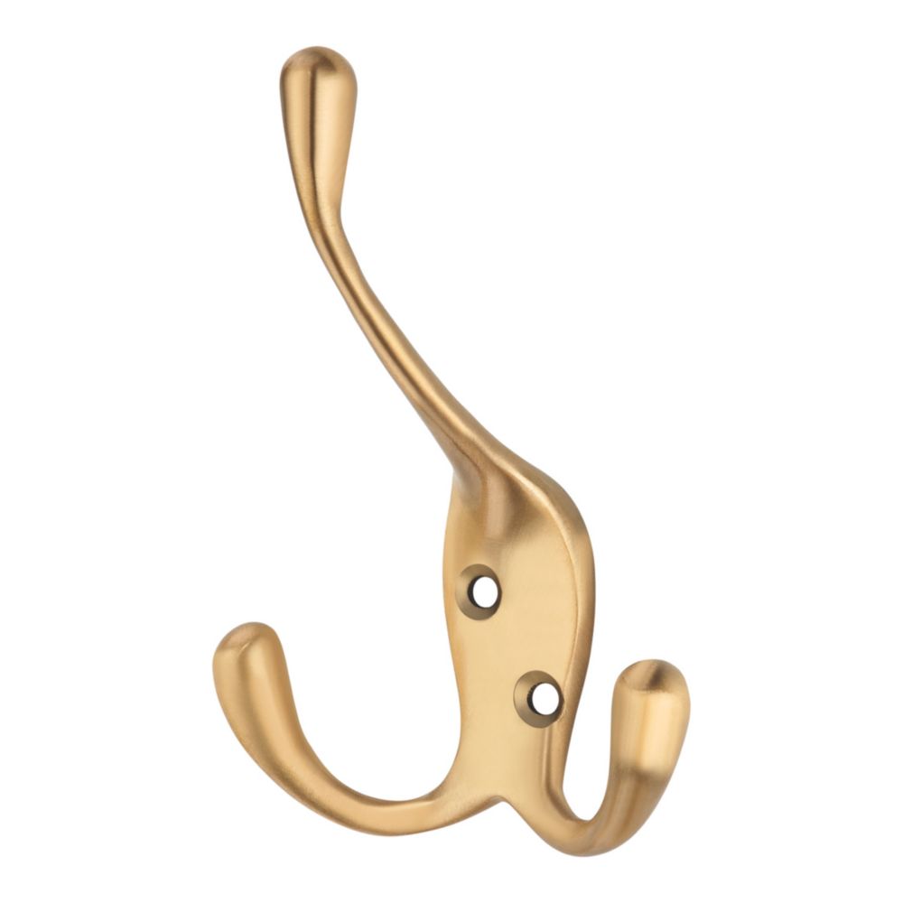 Essentials Tri-Hook Brushed Brass 100mm - Screwfix