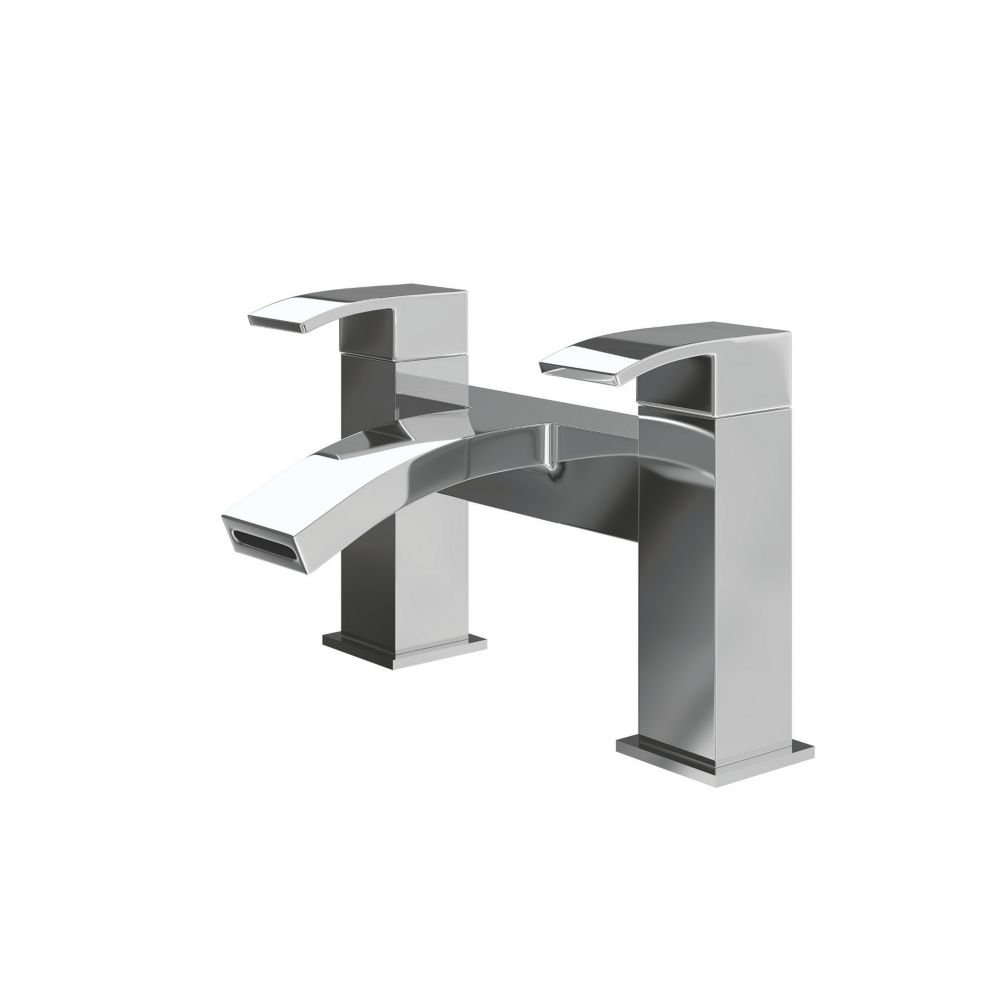 ETAL Kinlin Chrome 143mm Deck Mounted Lever 2 Tap Holes Bath Mixer Tap ...