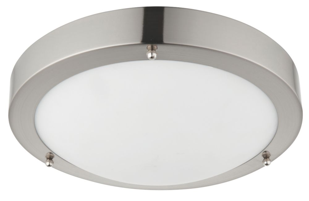 Saxby Anchorage LED Bathroom Ceiling Light Satin Nickel 9W 650lm - Screwfix