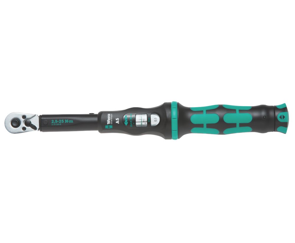 Wera Click-Torque A5 Adjustable Torque Wrench 1/4" x 12.8" - Screwfix