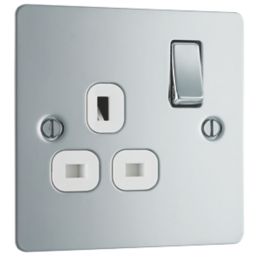 LAP 13A 1-Gang DP Switched Plug Socket Polished Chrome with White ...