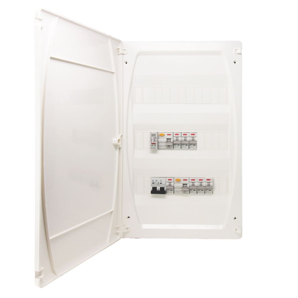 Garo G336B-7AS 36-Module 7-Way Populated Dual RCD Consumer Unit with ...