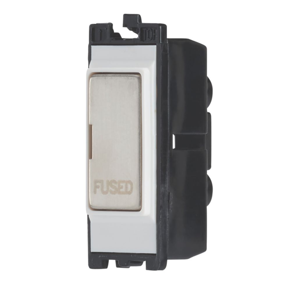 Contactum 13A Modular Fused Spur Brushed Steel with White Inserts ...