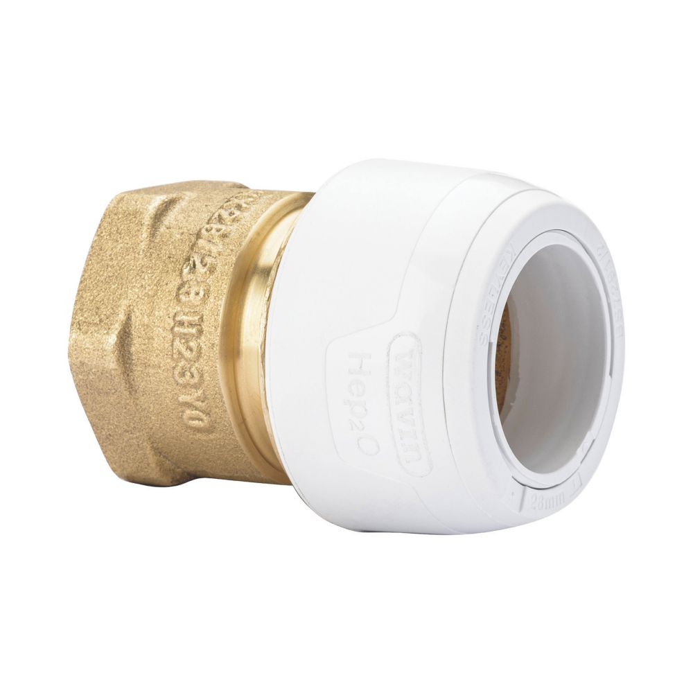 Hep2O Plastic Push-Fit Adapting Keyless Female Coupler 28mm x 1" - Screwfix