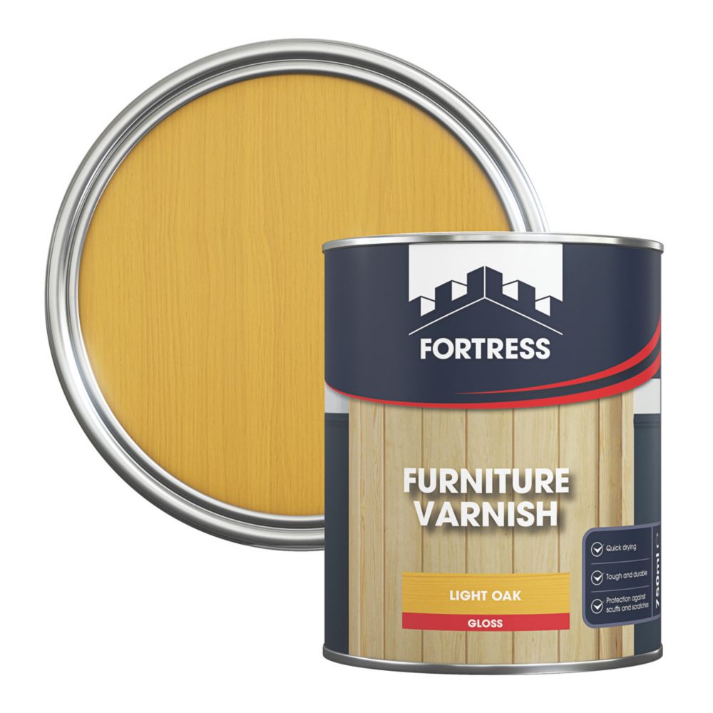 Fortress 750ml Light Oak Gloss Water-Based Interior Furniture Varnish ...