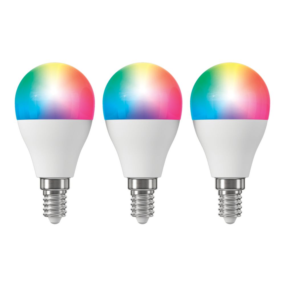 LAP E14 Mini Globe RGB & White LED Smart Light Bulb 4.2W 470lm 3 Pack ...