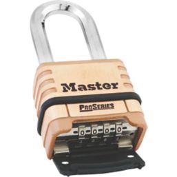 Master Lock 1175DLH Weatherproof Combination Long Shackle Padlock Brass ...