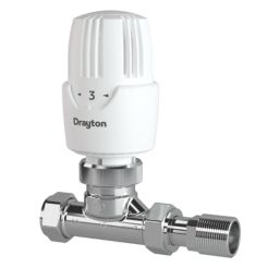 Drayton RT414 15mm x 1/2" White Straight Thermostatic Radiator Valve ...