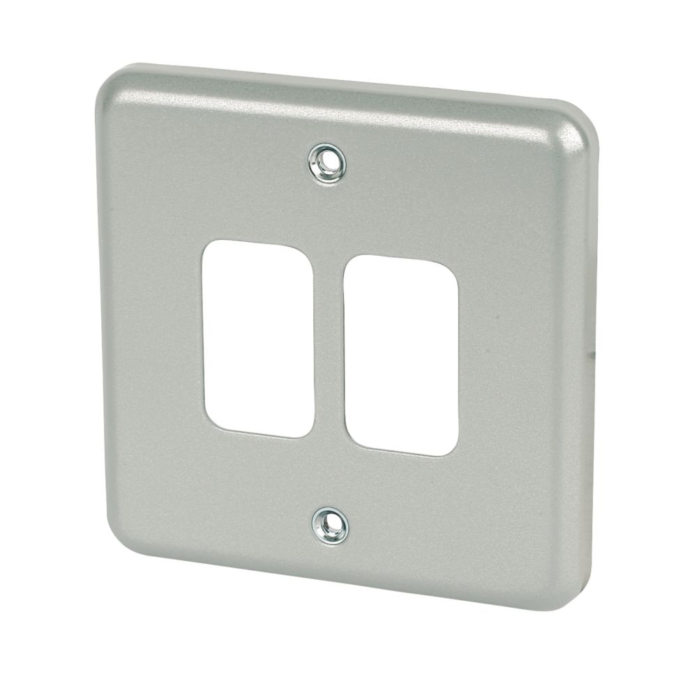 MK Grid Plus 2-Module Grid Faceplate Grey - Screwfix