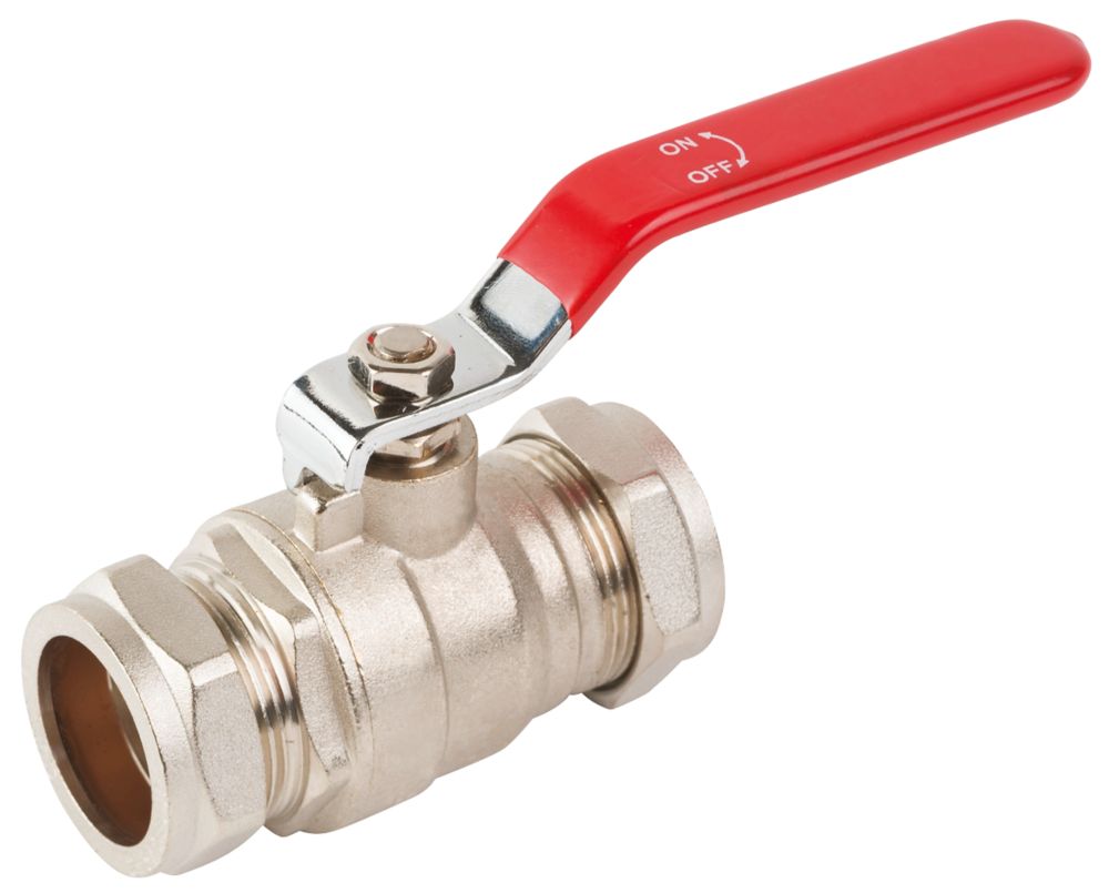 Midbrass Compression Full Bore 1" Lever Ball Valve with Blue/Red ...