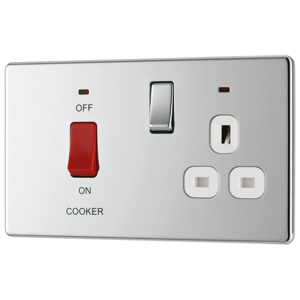LAP 45A 2-Gang DP Cooker Switch & 13A DP Switched Socket Polished ...