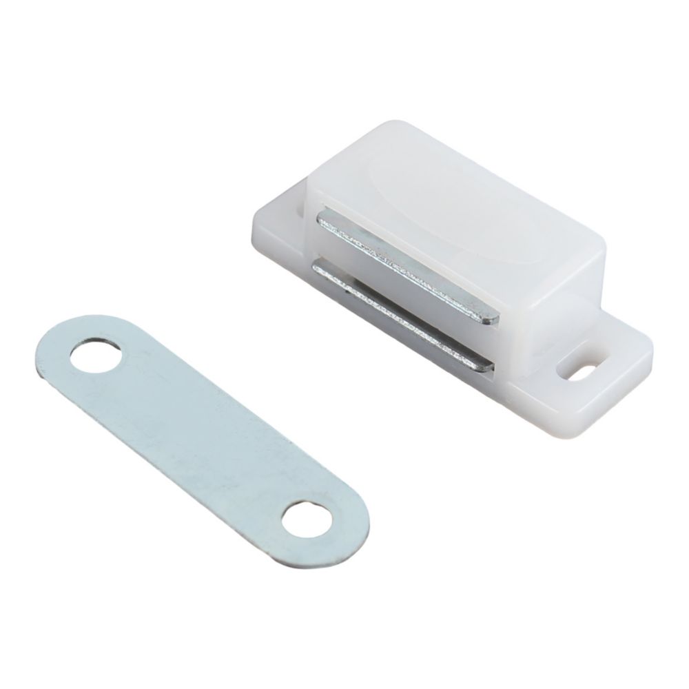 Essentials 2-Hole Magnetic Cabinet Catch White 41mm x 16mm 25 Pack ...