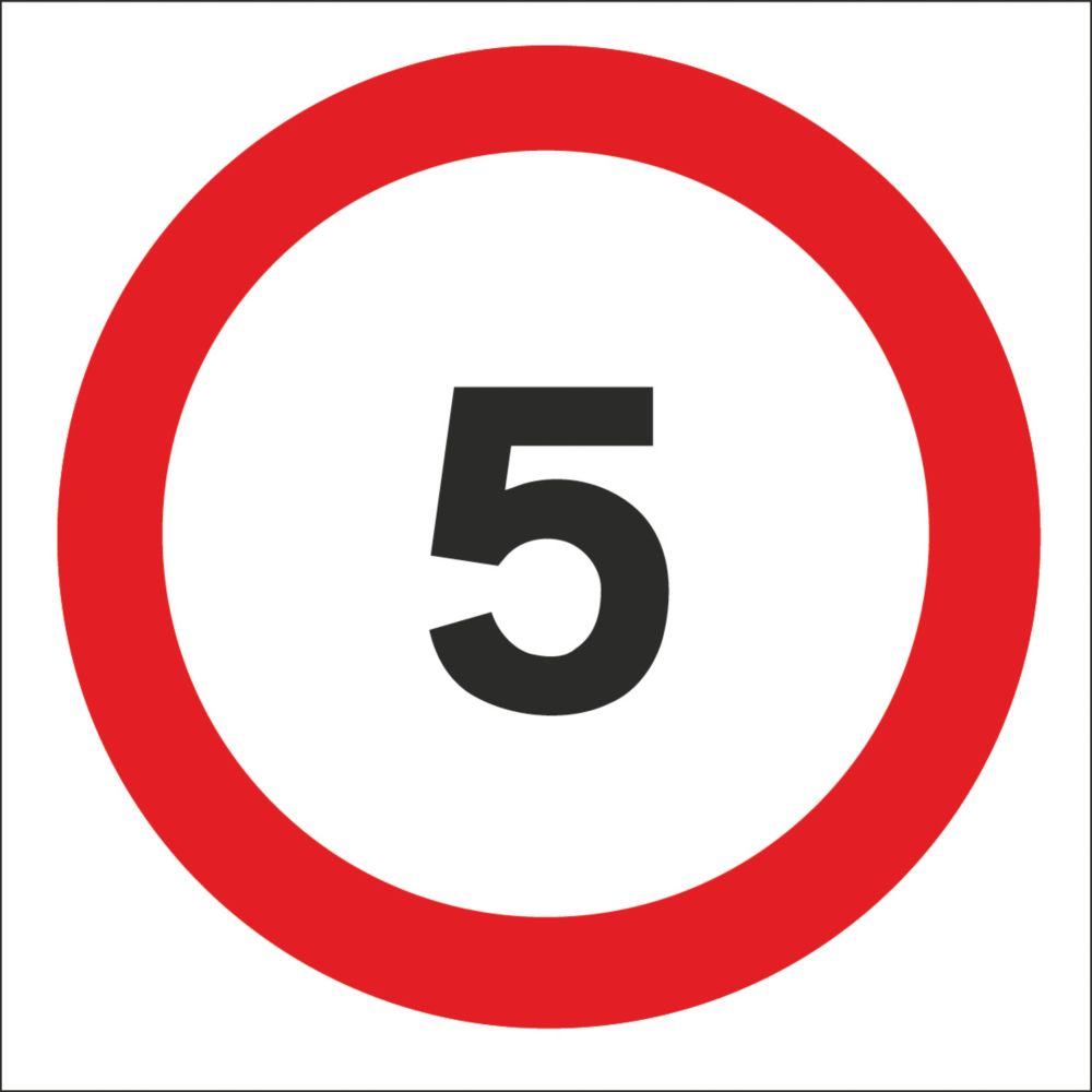 5mph Speed Limit Non-Reflective Stanchion Sign 450mm x 450mm - Screwfix