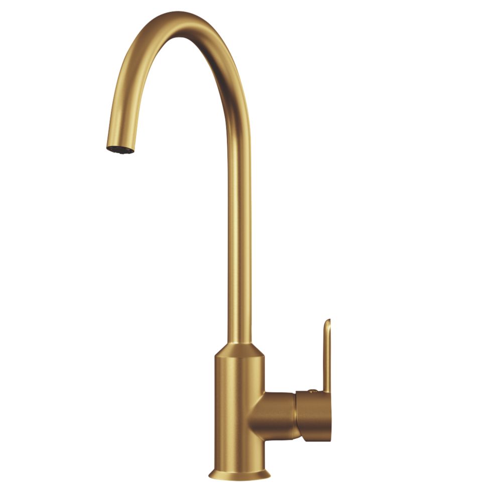 ETAL Hudson Single Lever Mono Mixer Kitchen Tap Gold - Screwfix