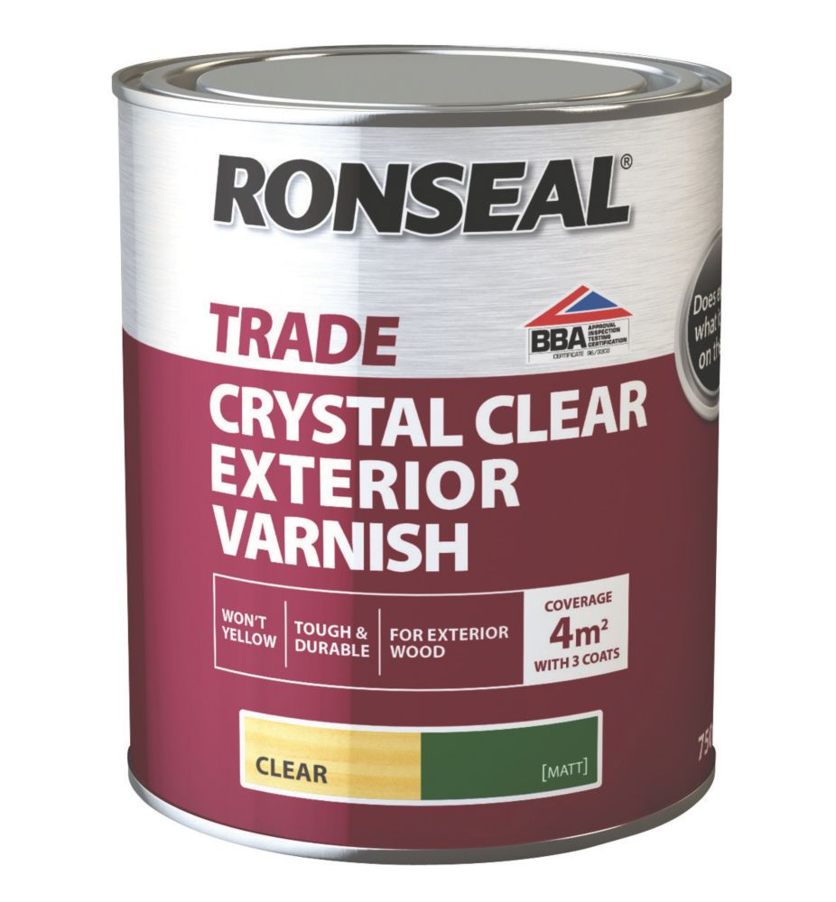 Ronseal 750ml Clear Matt Water-Based Exterior Wood Varnish - Screwfix