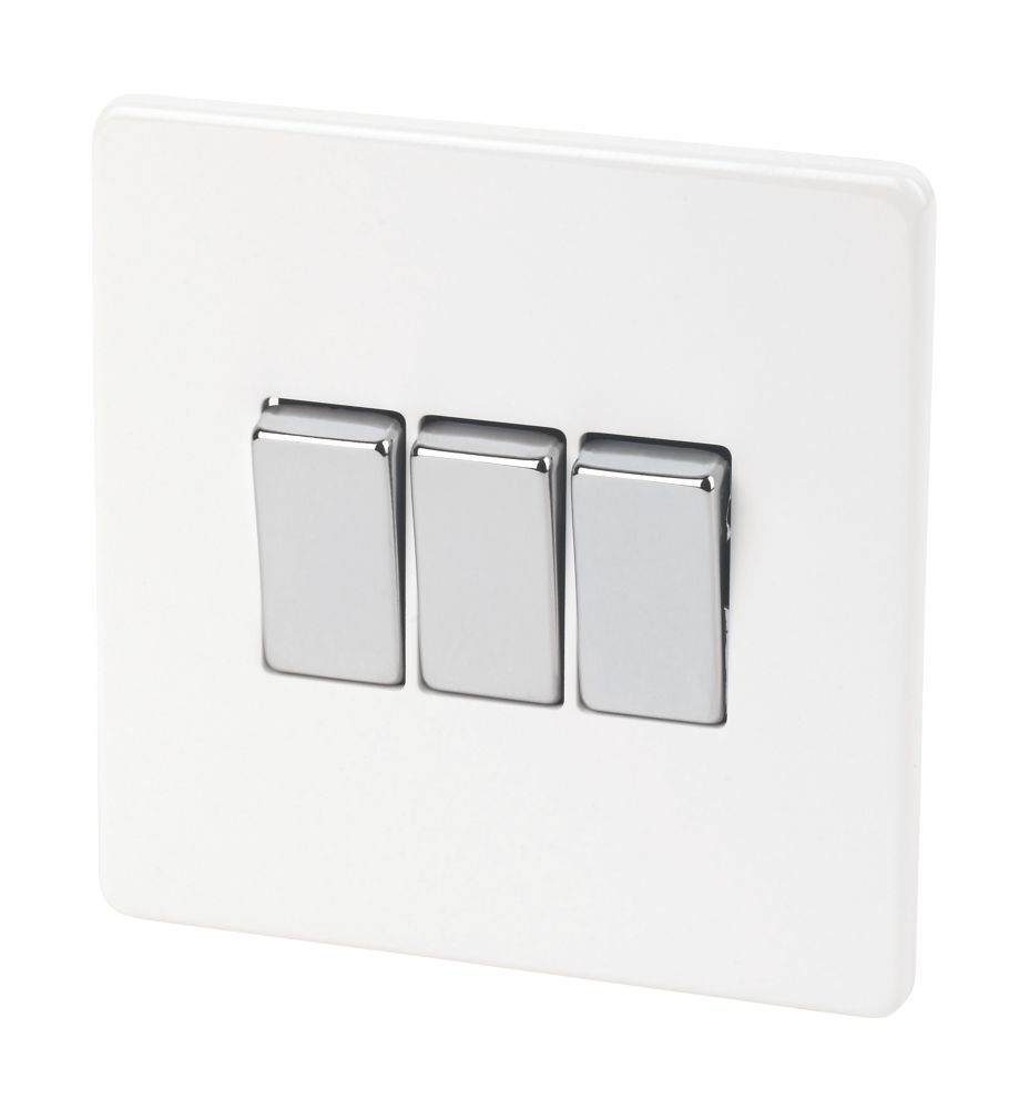 Varilight 10AX 3-Gang 2-Way Light Switch Ice White - Screwfix