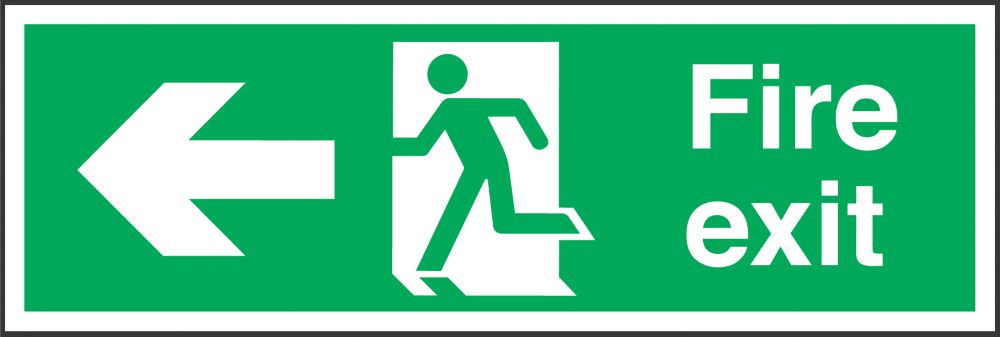 Non Photoluminescent "Fire Exit" Left Arrow Sign 150mm x 450mm - Screwfix