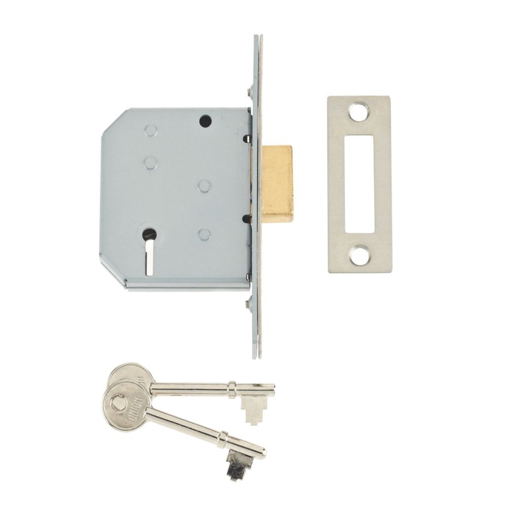 Union 3 Lever Satin Chrome Mortice Deadlock 68mm Case - 45mm Backset ...