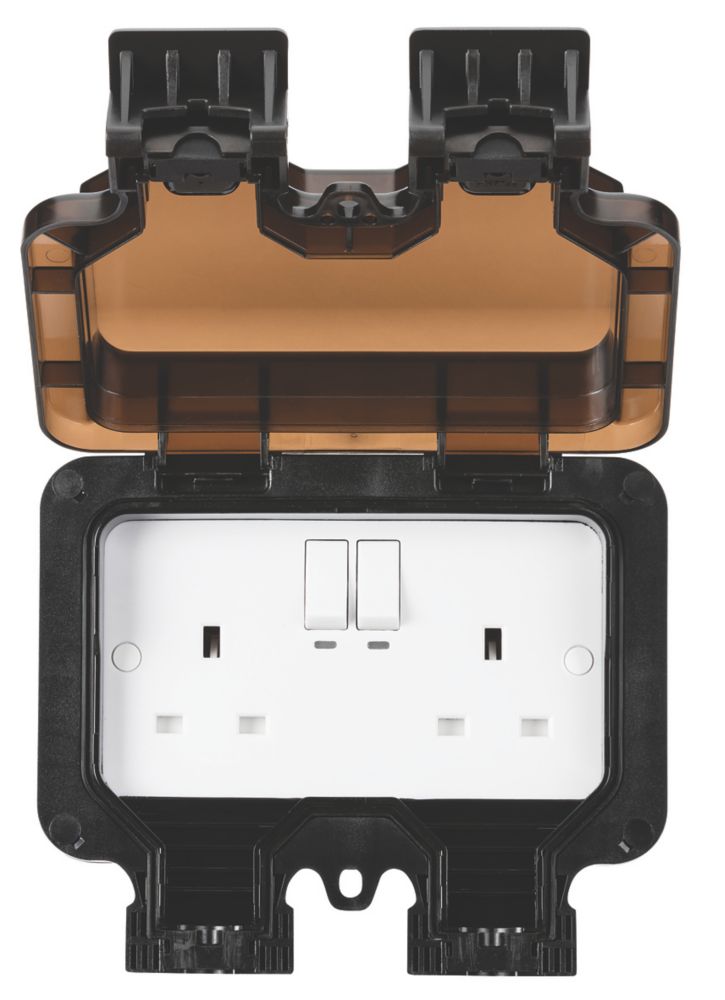 Knightsbridge IP66 13A 2-Gang SP Weatherproof Outdoor Switched Double ...