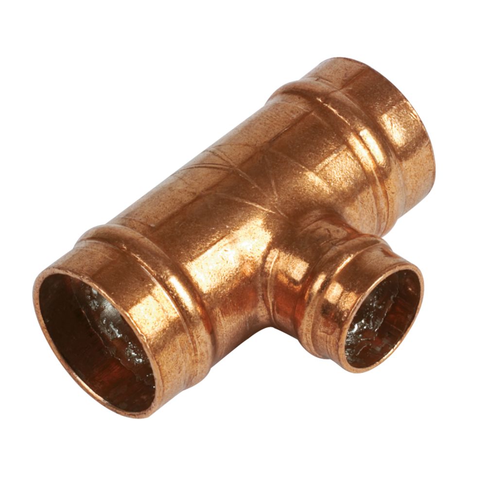Yorkshire Copper Solder Ring Reducing Tee 22mm x 22mm x 15mm - Screwfix