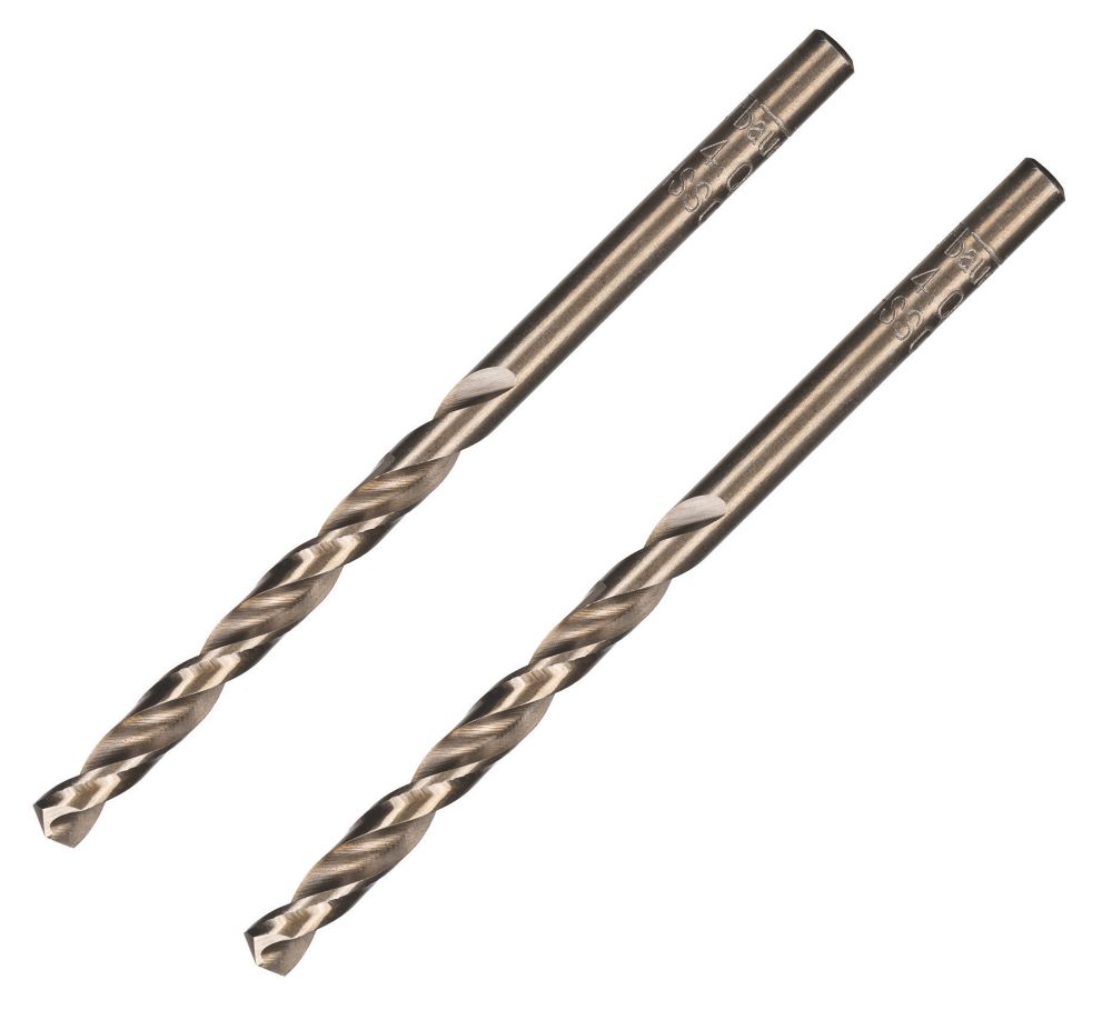 Erbauer Straight Shank Metal Drill Bits 4mm x 75mm 2 Pack - Screwfix