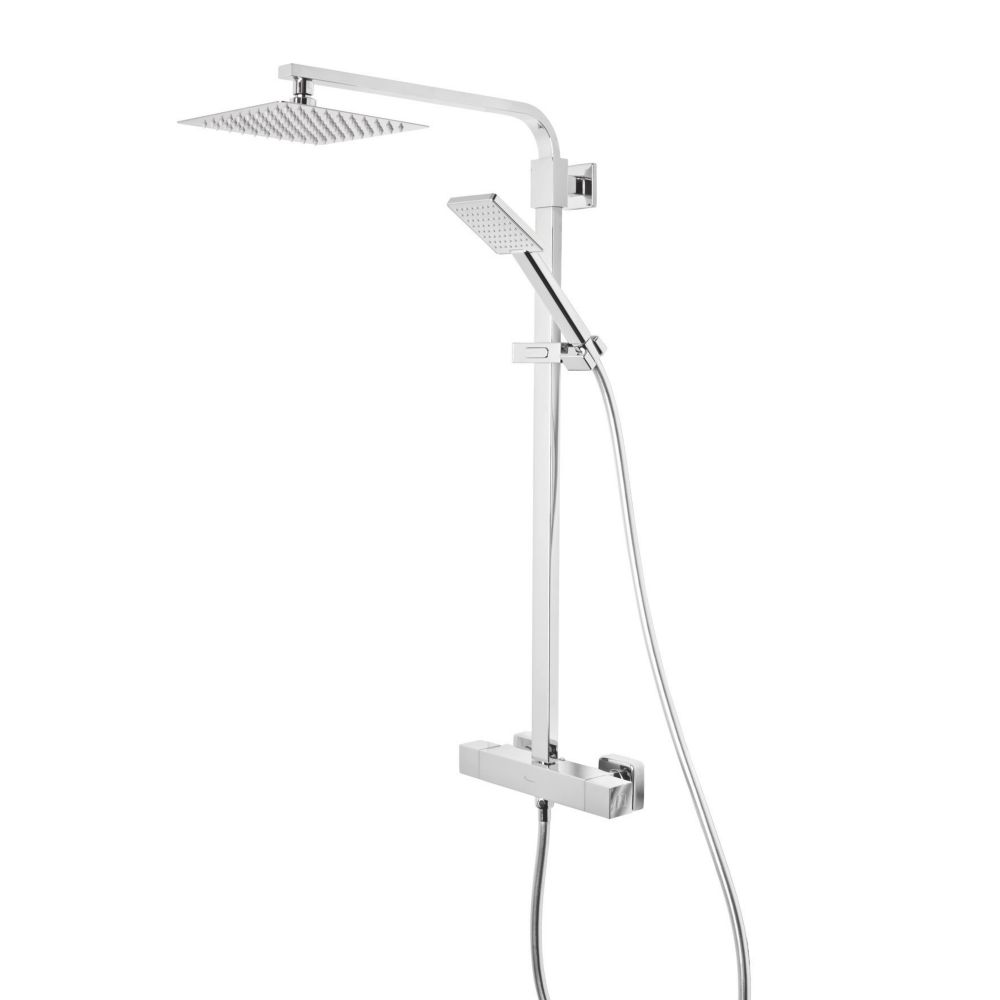Quad Rear-Fed Exposed Chrome Thermostatic Bar Mixer Shower - Screwfix