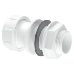 McAlpine Straight Overflow Tank Connector White 22mm - Screwfix