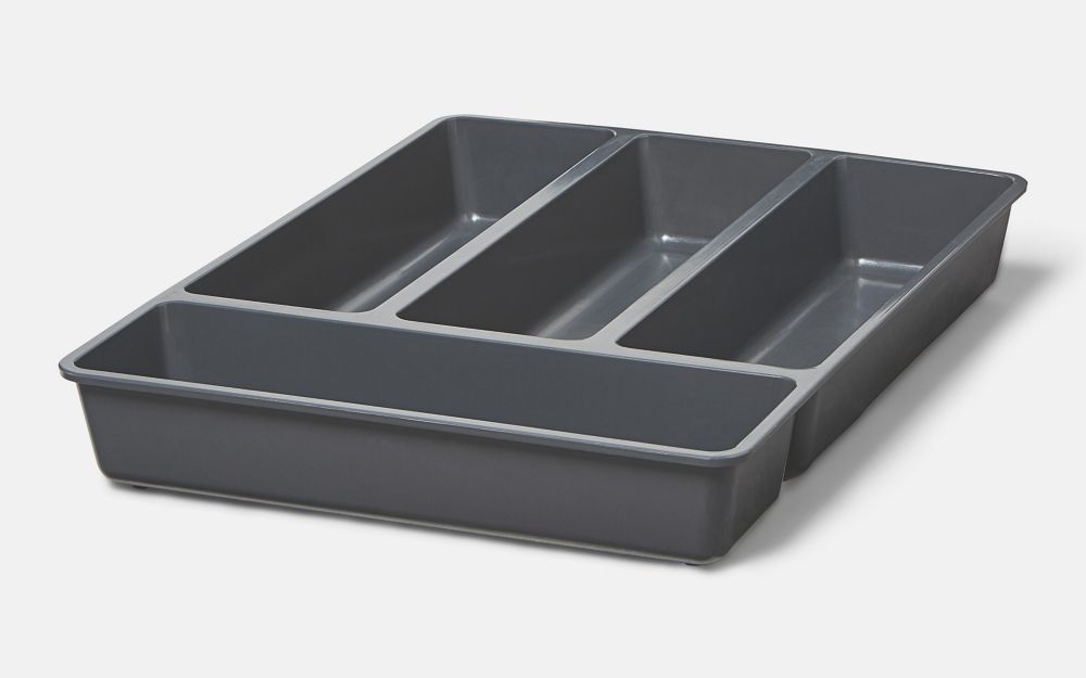 Essentials Nitaki Plastic Cutlery Tray 314mm x 424mm Grey - Screwfix
