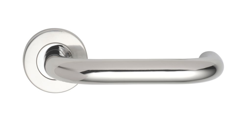 Eurospec Fire Rated Safety Lever on Rose Pair Polished Stainless Steel ...
