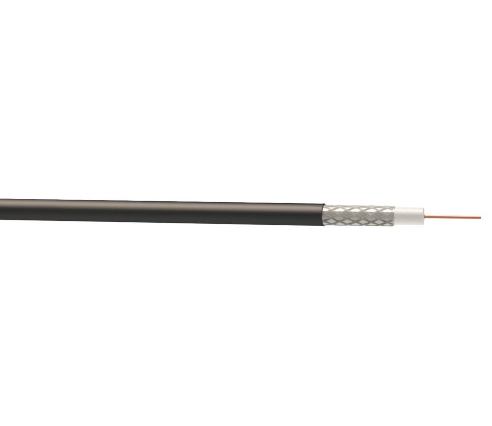 Time RG6 Black 1-Core Round Coaxial Cable 50m Drum - Screwfix