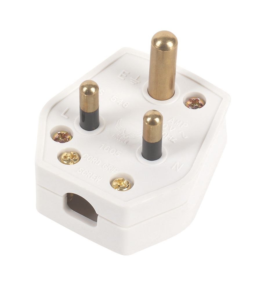 5A Unfused Round Pin Plug White | Electric Plugs | Screwfix.ie