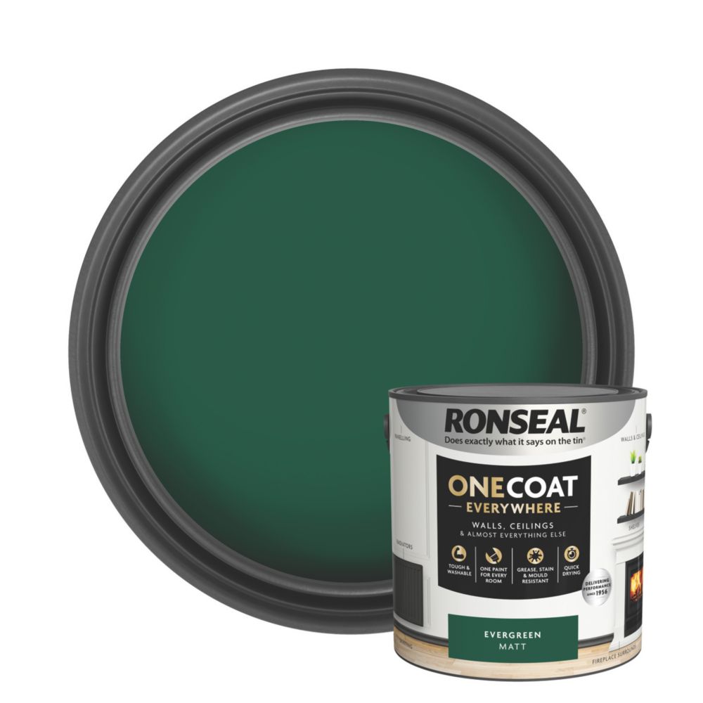 Ronseal 2.5Ltr Evergreen Matt Emulsion Multi Surface Paint - Screwfix