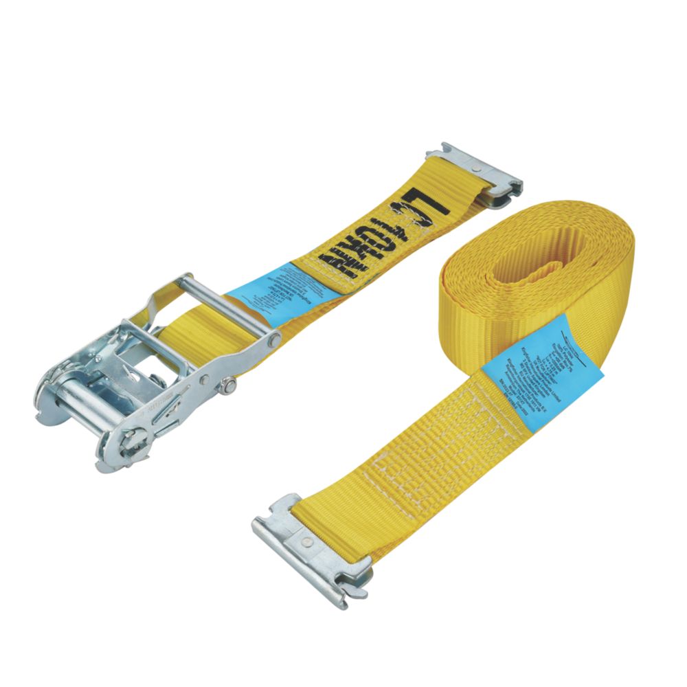 Smith & Locke Ratchet Tie-Down Strap with E-Track Hook 5m x 50mm - Screwfix