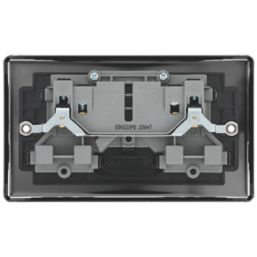 LAP 13A 2-Gang SP Switched Plug Sockets Black Nickel with Black Inserts ...