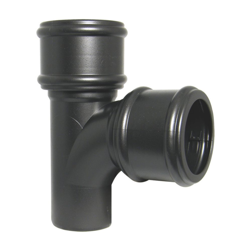 FloPlast Cast Iron Effect Push-Fit 92.5° Double Socket Branch Black ...