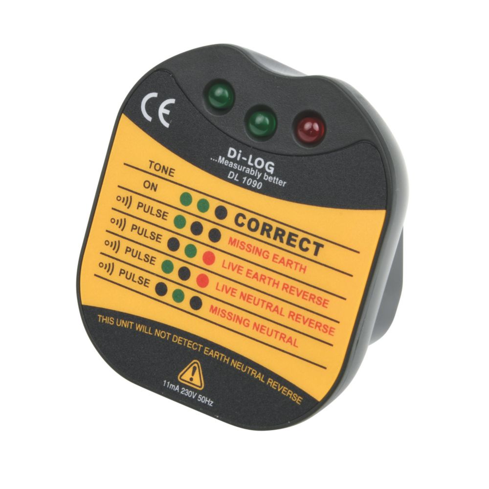 Di-Log DL1090 13A Socket Tester 230V AC - Screwfix