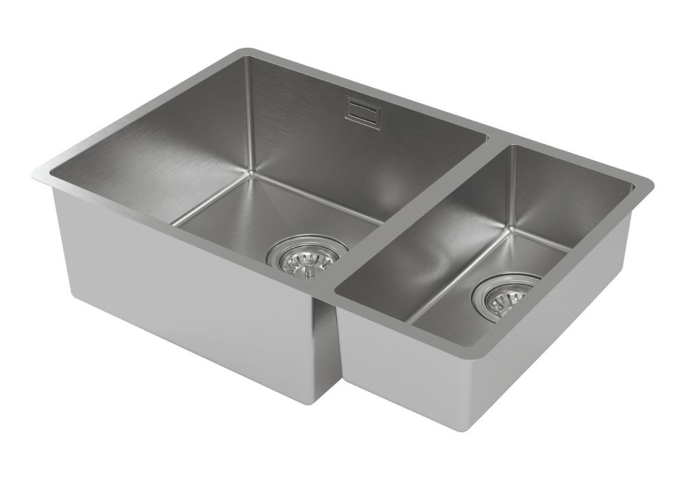Carysil SR1021LH 1.5 Bowl Stainless Steel Kitchen Sink 660mm x 440mm ...