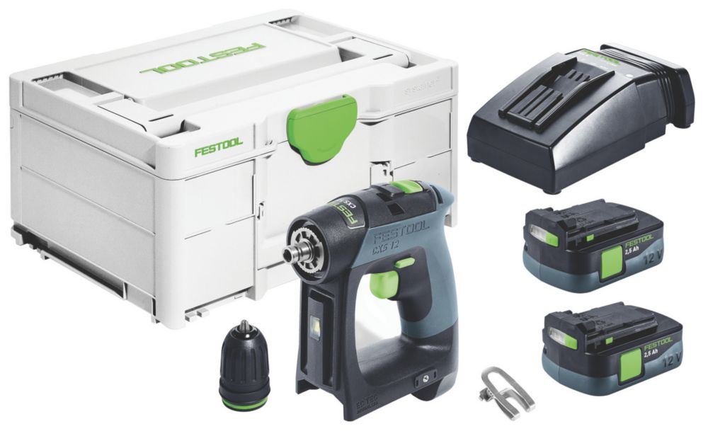 Festool CXS 12 2.5-Plus 12V 2 x 2.5Ah Li-Ion Brushless Cordless Drill ...